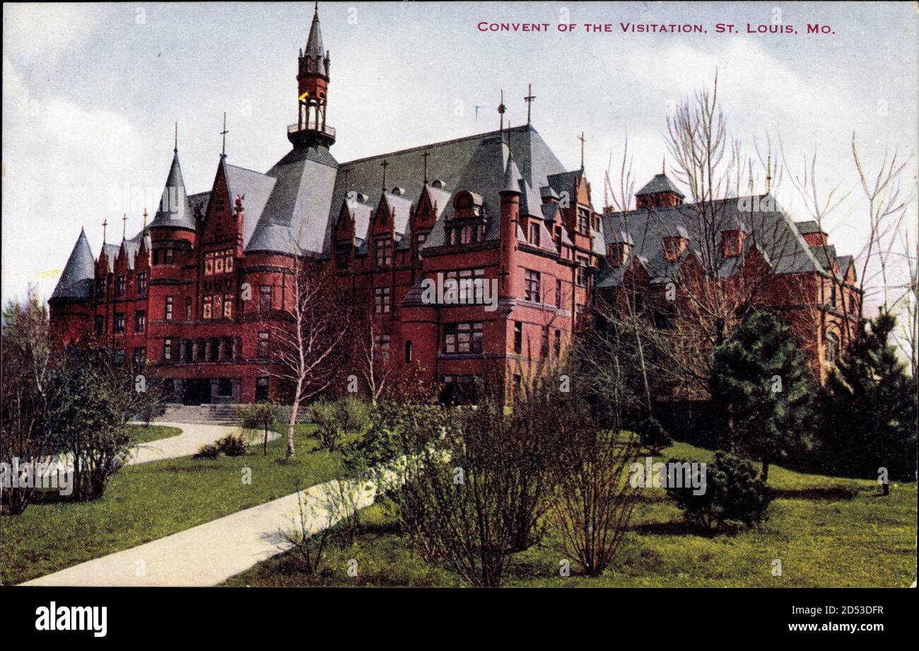 St Louis Missouri USA, Convent of the Visitation, garden, facade ...