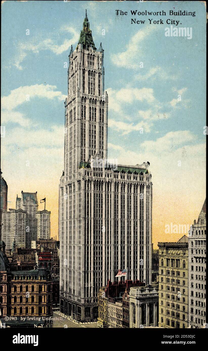 New York City USA, View of the Woolworth Building, skyscraper | usage ...