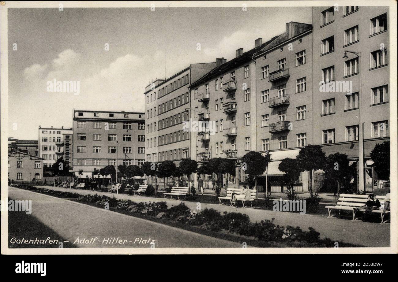 Gdynia Gotenhafen Pommern, Adolf Hitler Platz, Gebäude | usage ...