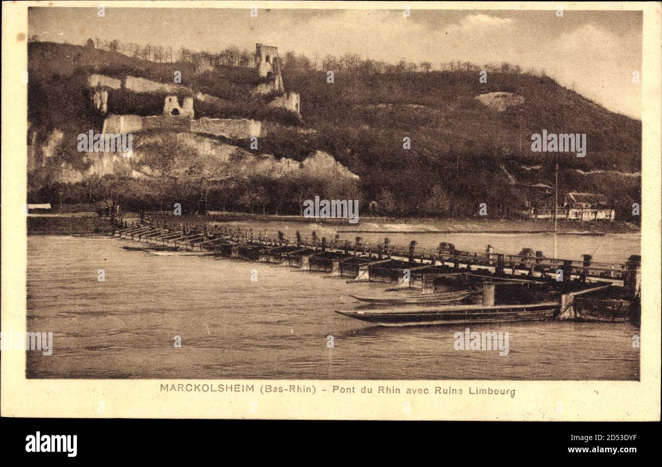 Marckolsheim Elsaß Bas Rhin, Pont du Rhin avec Ruine Limbourg | usage ...