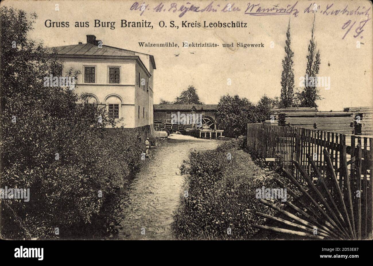 Branice Branitz Oberschlesien,Kr. Leobschütz,Walzenmühle, Sägewerk ...