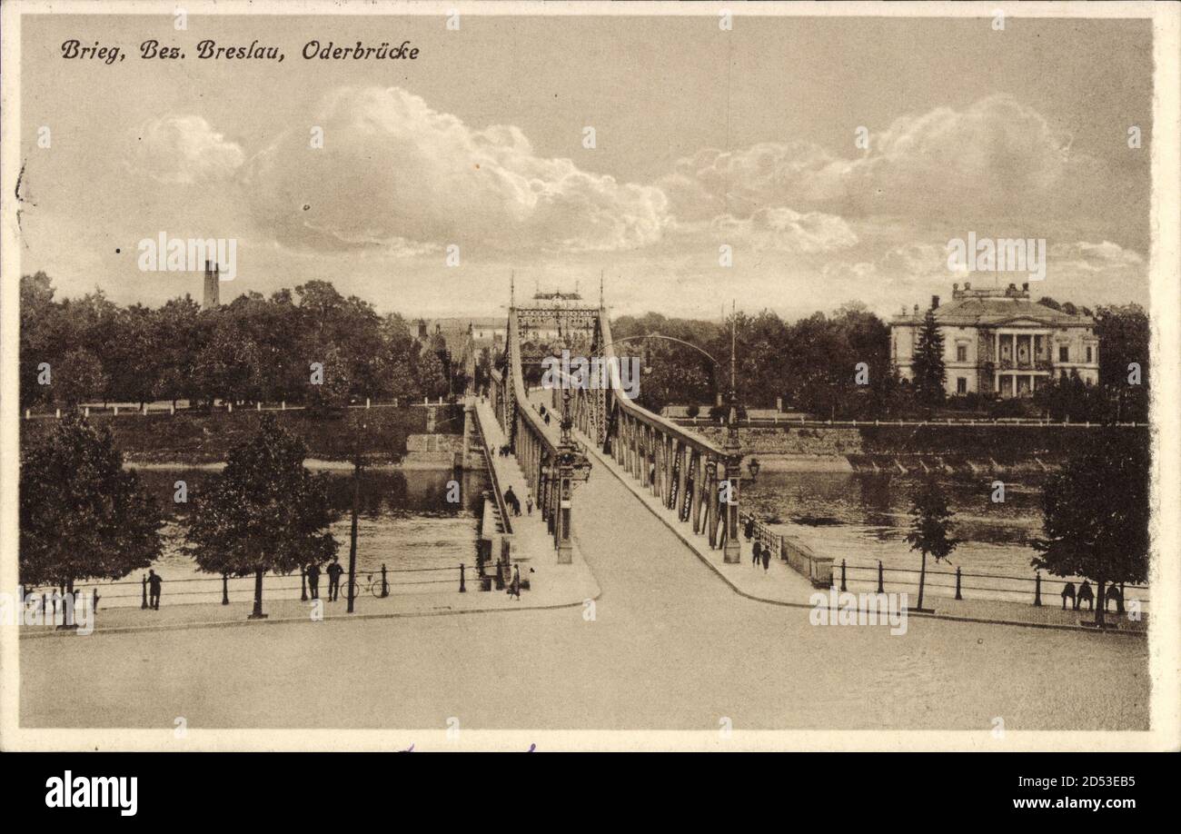 Brzeg Brieg Schlesien, Blick auf die Oderbrücke | usage worldwide Stock ...