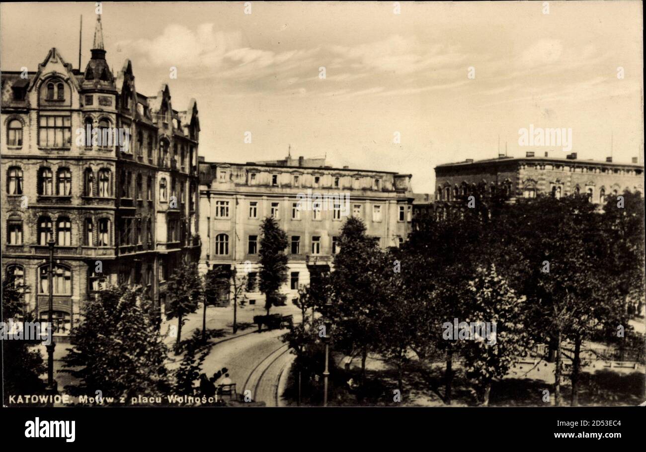 Katowice Kattowitz Schlesien, Motyw z placu Wolnosci, Freiheitsplatz ...