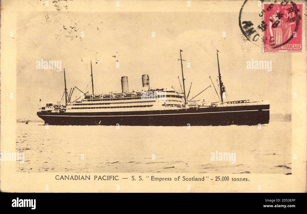 Steamer SS Empress of Scotland, Canadian Pacific Ships, CPS | usage ...