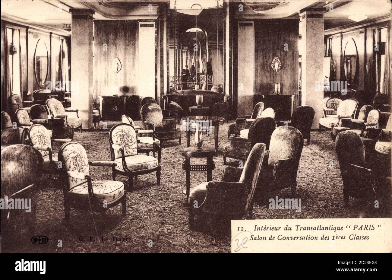 Paquebot Paris, CGT French Line, Salon de Conversation, 1eres Classes ...