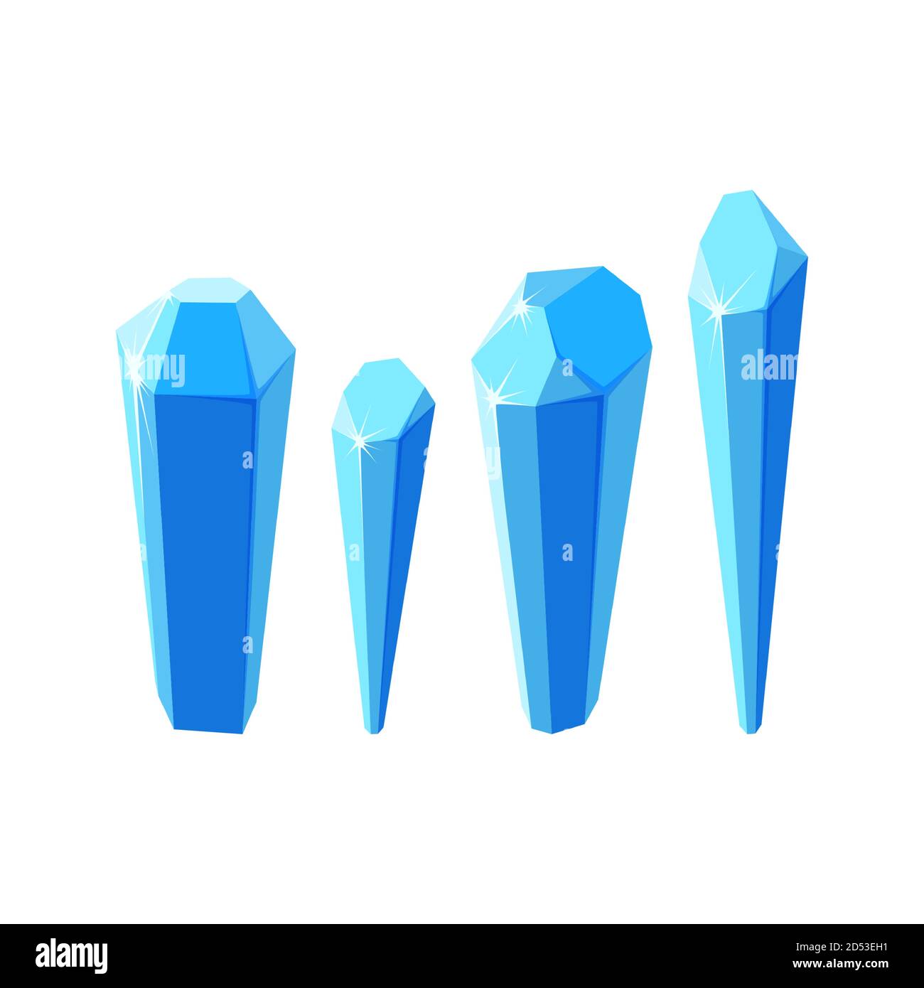 Ice crystals isolated in white background. Set of separate crystals ...