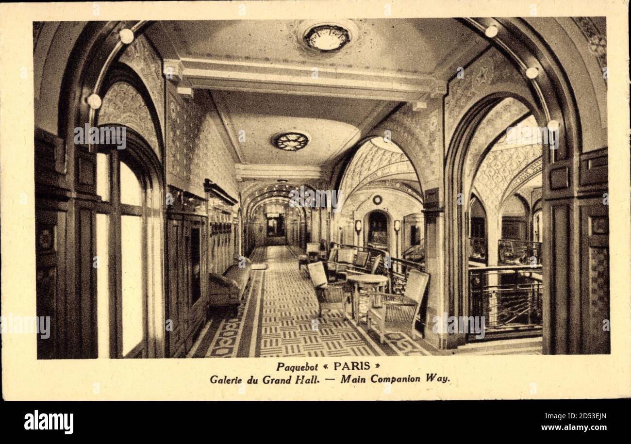Paquebot Paris, Galerie du Grand Hall, CGT, French Line | usage ...