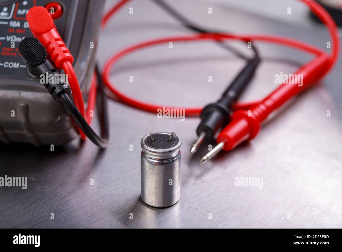 Capacitor and electrical meter. Measurement work in an electrical ...