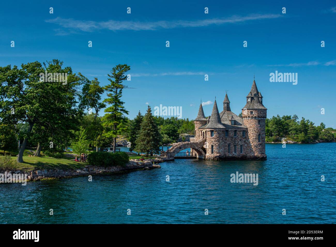 A fragment of a large island with a castle built of stones with a ...