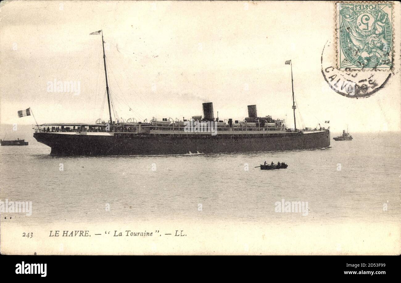 Le Havre, Paquebot La Touraine, CGT French Line, Sortie | usage ...