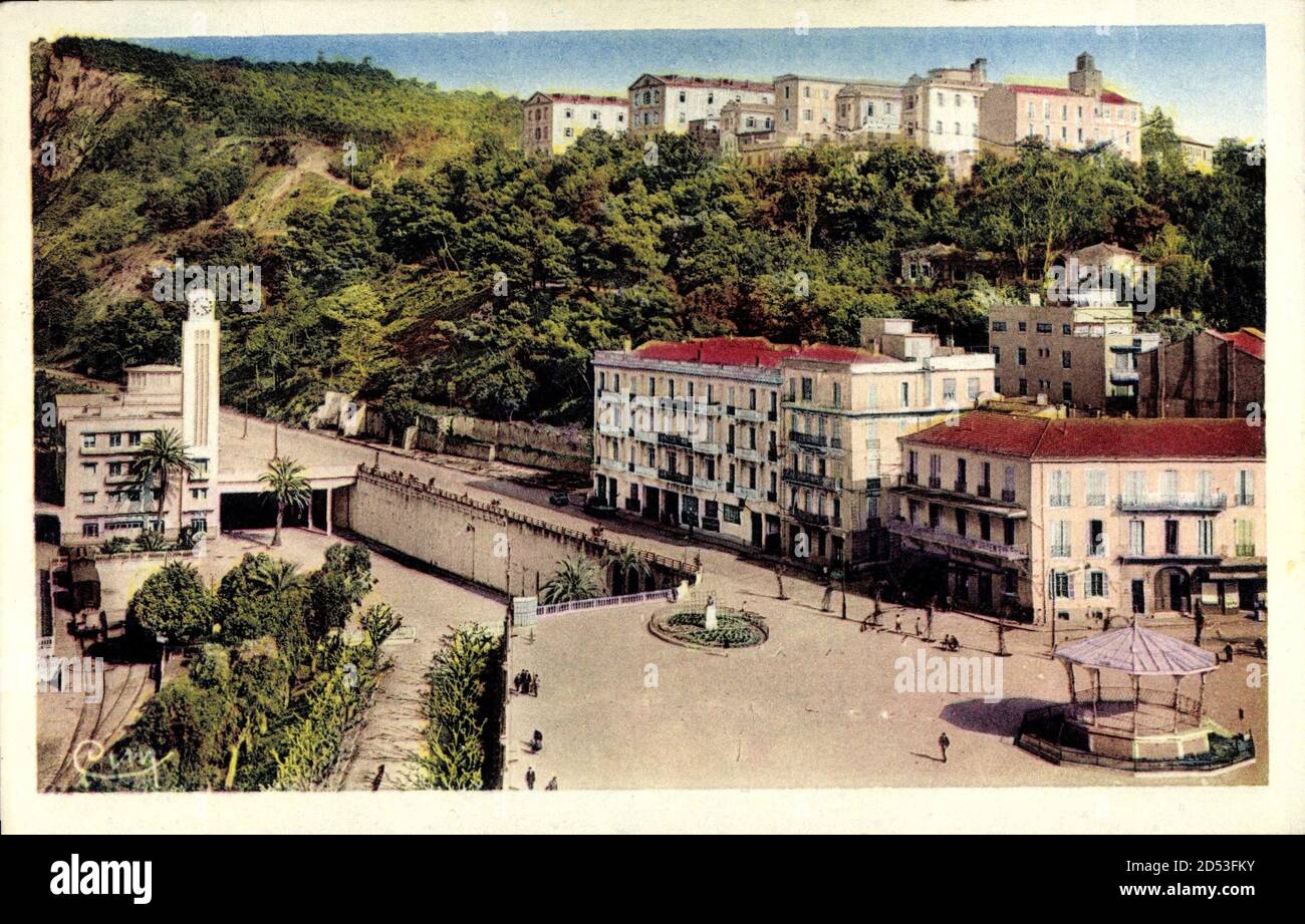 Philippeville Algerien, Gare et Place, Pavillon, Uhrturm, Denkmal ...