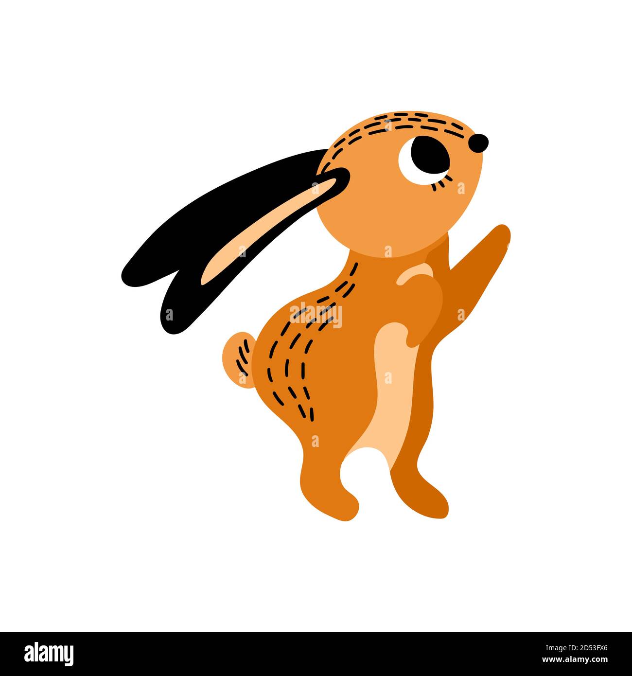 Cute cartoon rabbit isolated on white background. Vector illustration ...