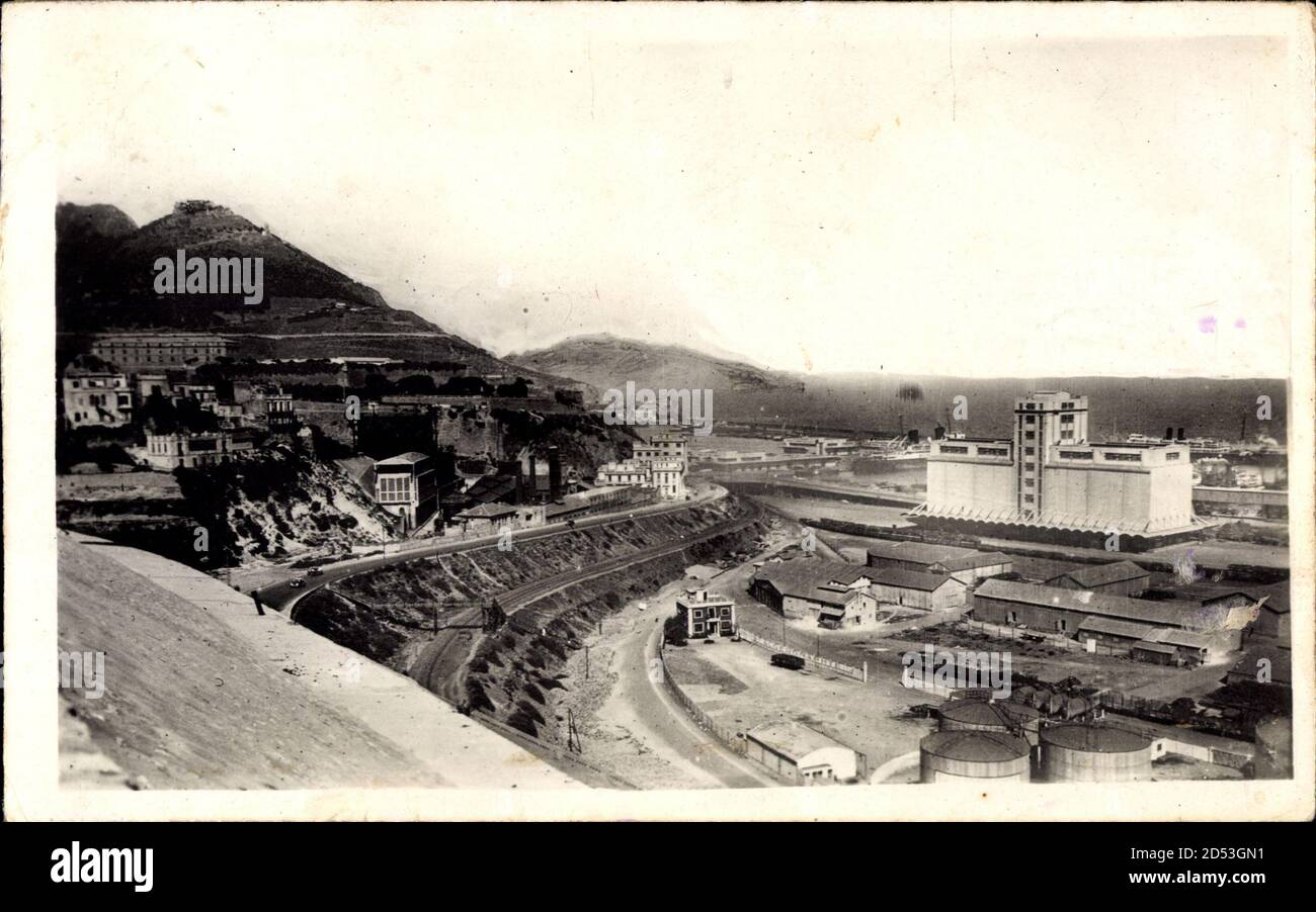 Oran Algerien, Nouvelle route du Port, Blick auf den Hafen und die ...