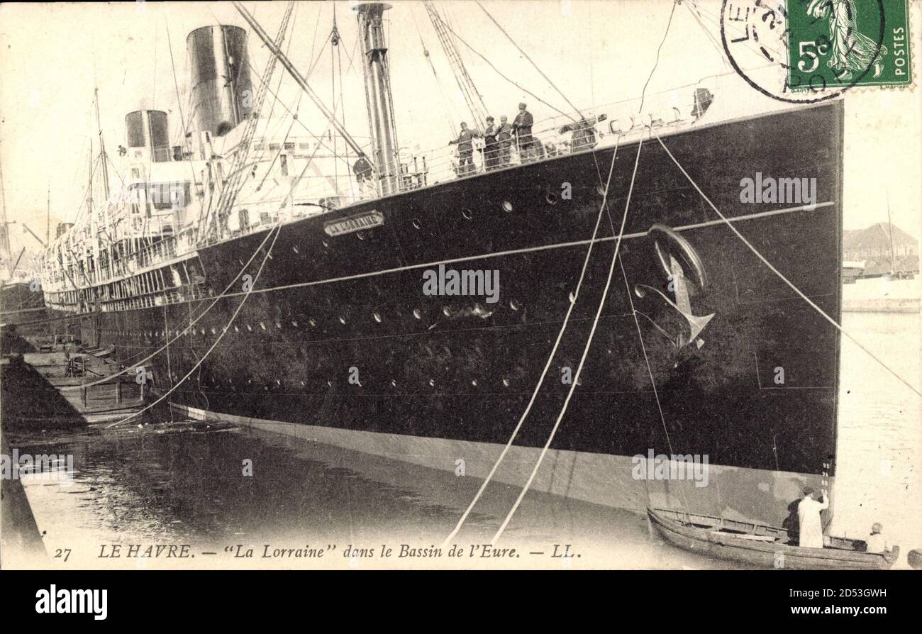 Le Havre, Paquebot La Lorraine, CGT French Line, Bassin de l'Eure ...