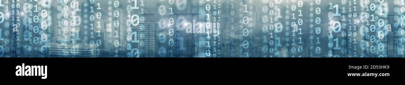 Digital city concept. Mixed Media Binary Code. Banner website Stock ...