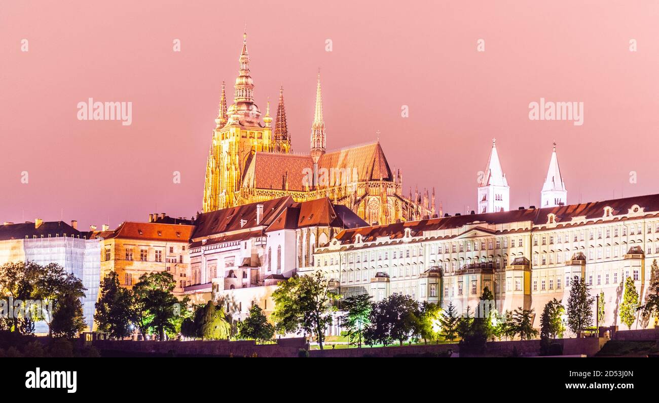 Prague Castle at sunset time, Prague, Czech Republic Stock Photo - Alamy