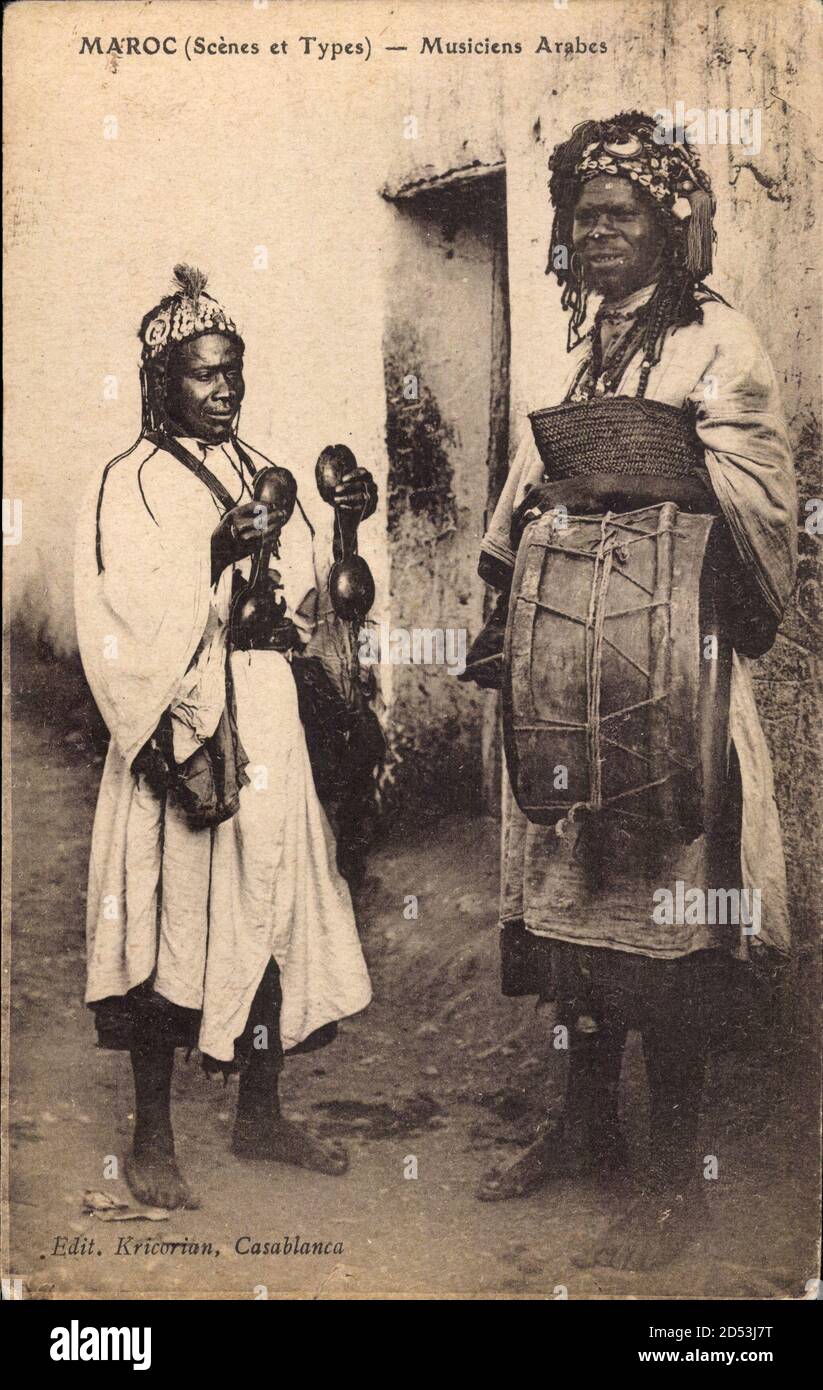 Marokko, Scenes et Types, Musiciens Arabes, Musiker, Maghreb, Trommel ...