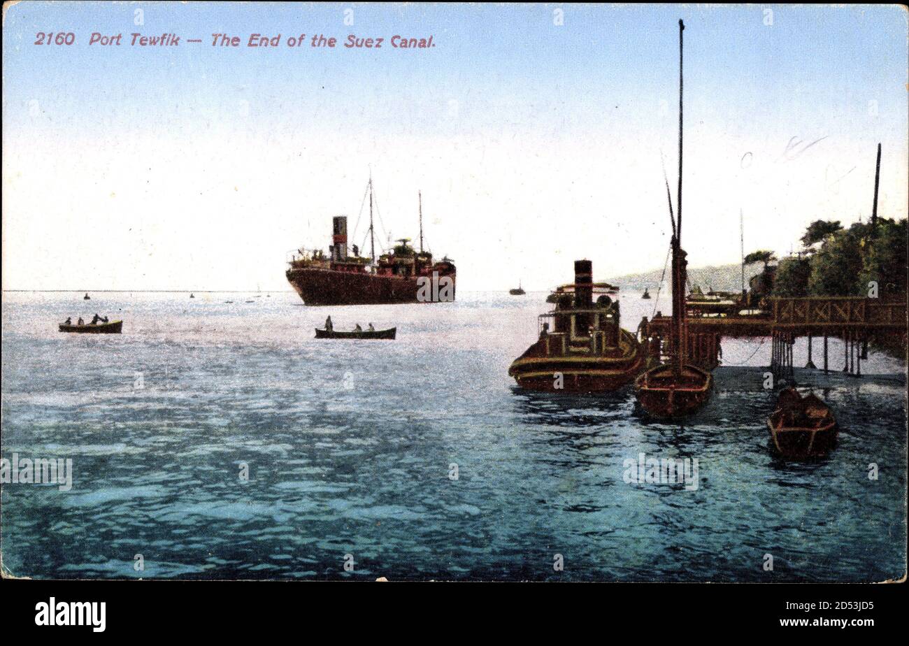 Port Tewfik Ägypten, The End of the Suez Canal, Dampfschiffe auf dem ...