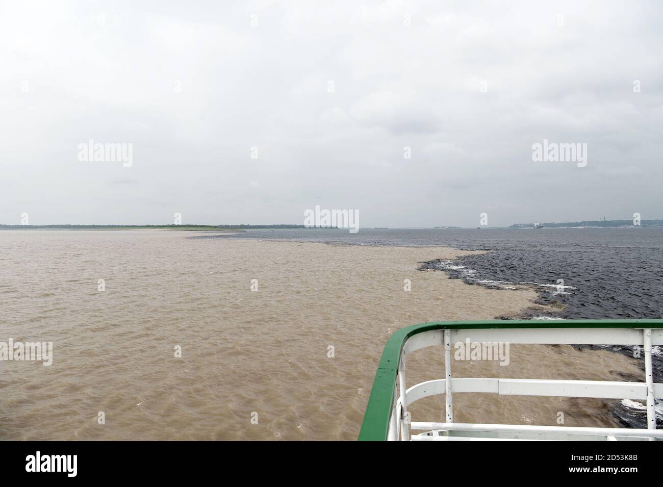water meeting in brazil -amazon river with rio del negro clean and ...