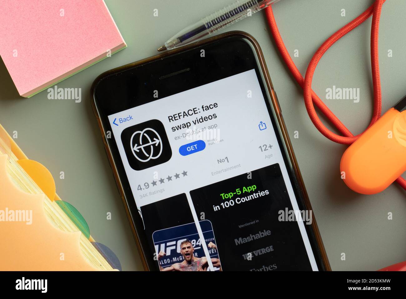 New York, USA - 27 September 2020: REFACE Face Swap mobile app logo on ...