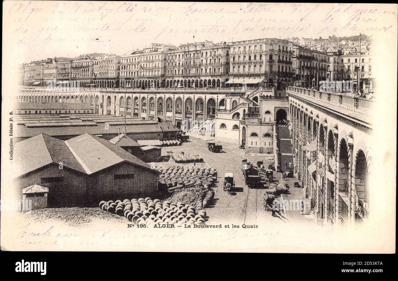 Alger Algerien, Le Boulevard et les Quais, Viadukt, Lager am Hafen | usage worldwide Stock Photo ...