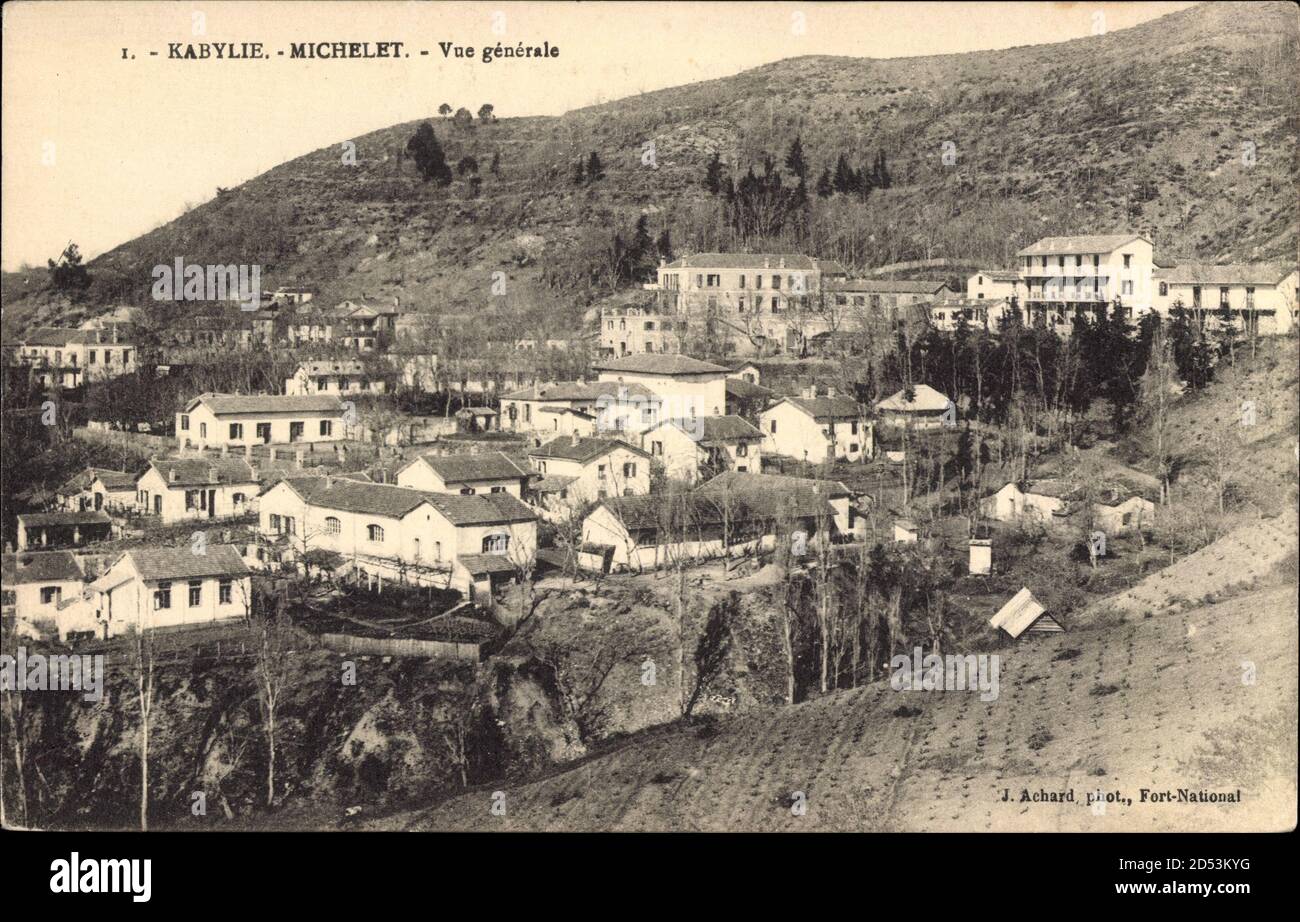 Kabylie Michelet Algerien, Panoramablick auf den Ort und Umgebung ...