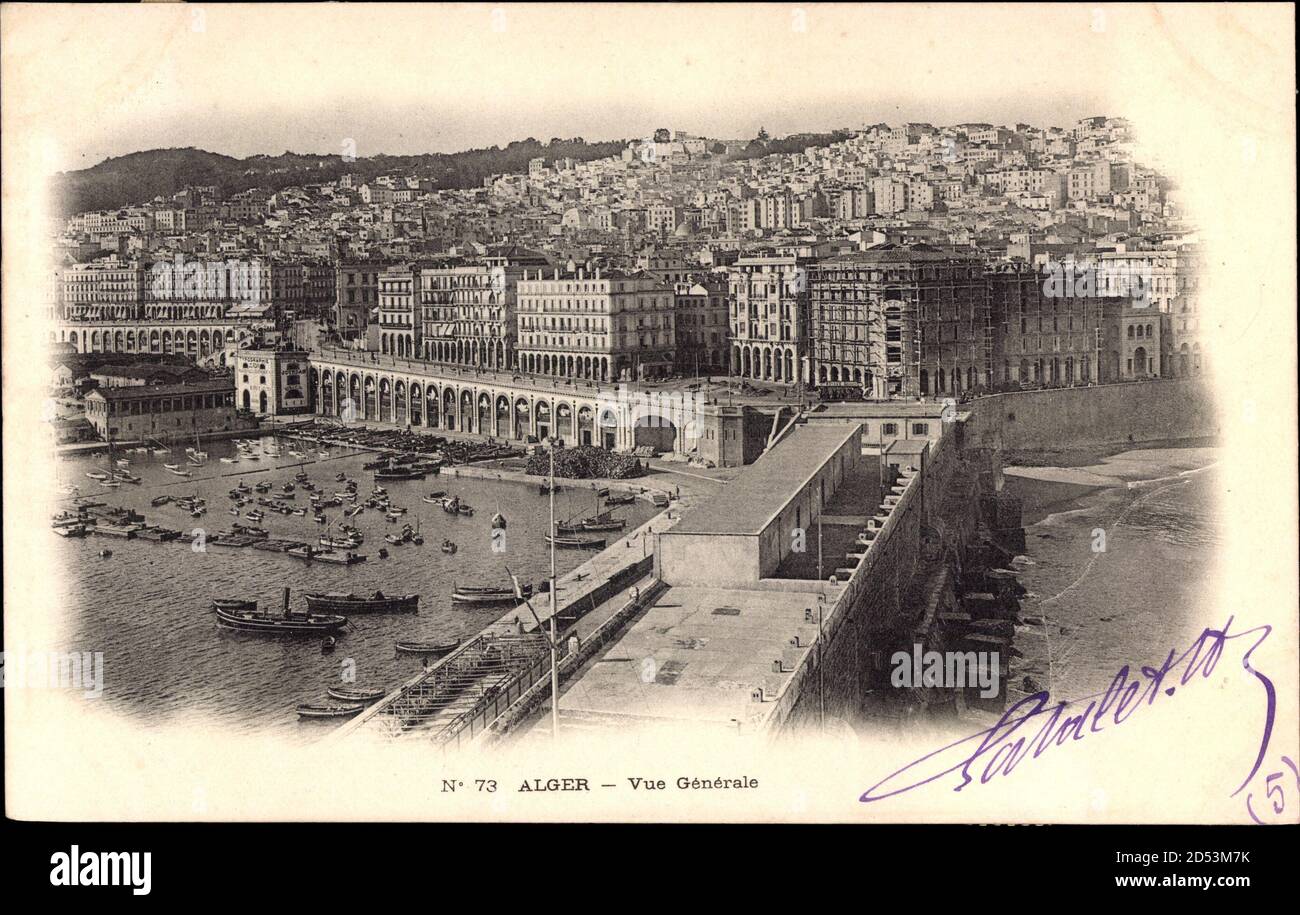 Alger Algerien, Vue générale, Totalansicht der Stadt, Hafen, Viadukt | usage worldwide Stock ...