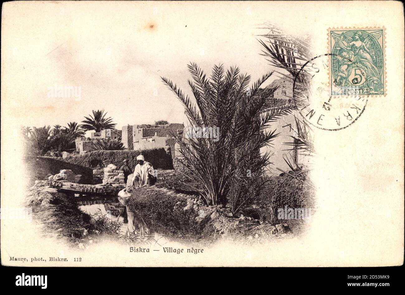 Biskra Algerien, Village nègre, Algerier, Fließ, Palmen | usage ...