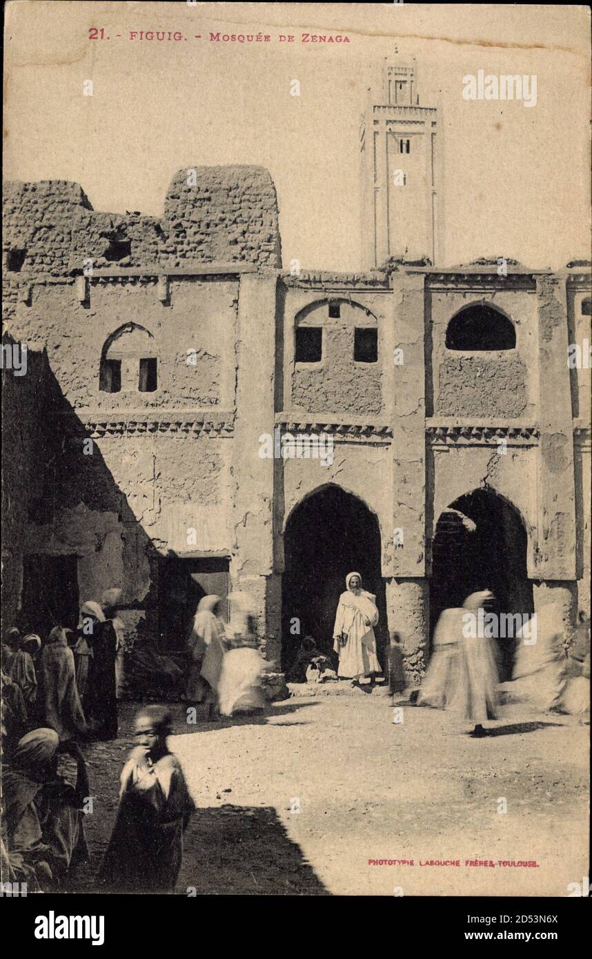 Figuig Algerien, Mosquée de Zenaga, Bewohner vor der Moschee | usage ...