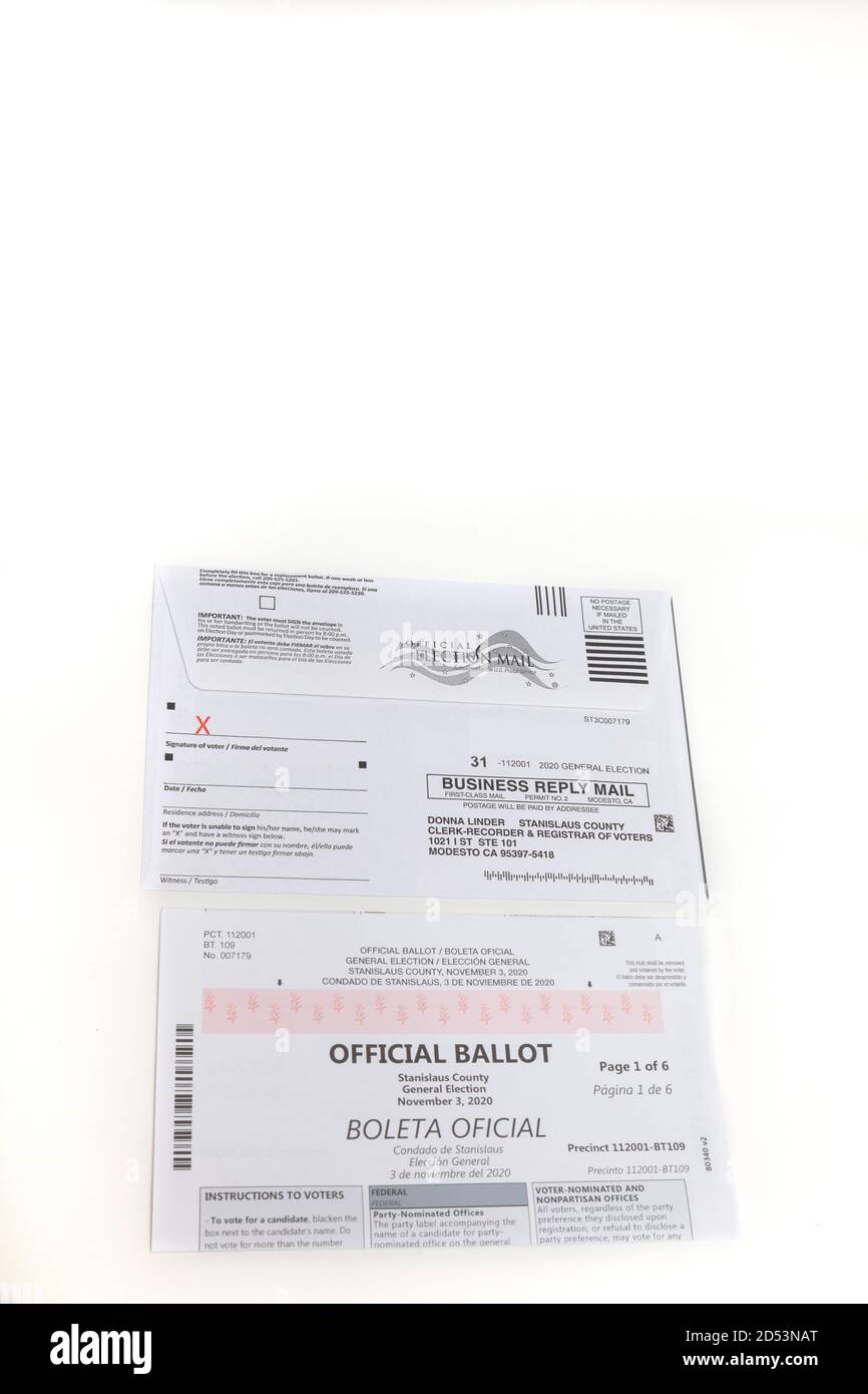 A Mail in Ballot for the 2020 Presidential Election State of California ...