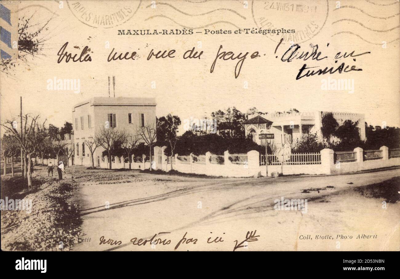 Maxula Radès Tunesien, Postes et Telegraphes, Straßenpartie, Postamt ...