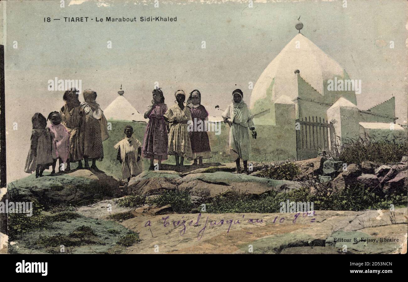 Tiaret Algerien, Le Marabout Sidi Khaled, Kinder vor dem Grabmal ...