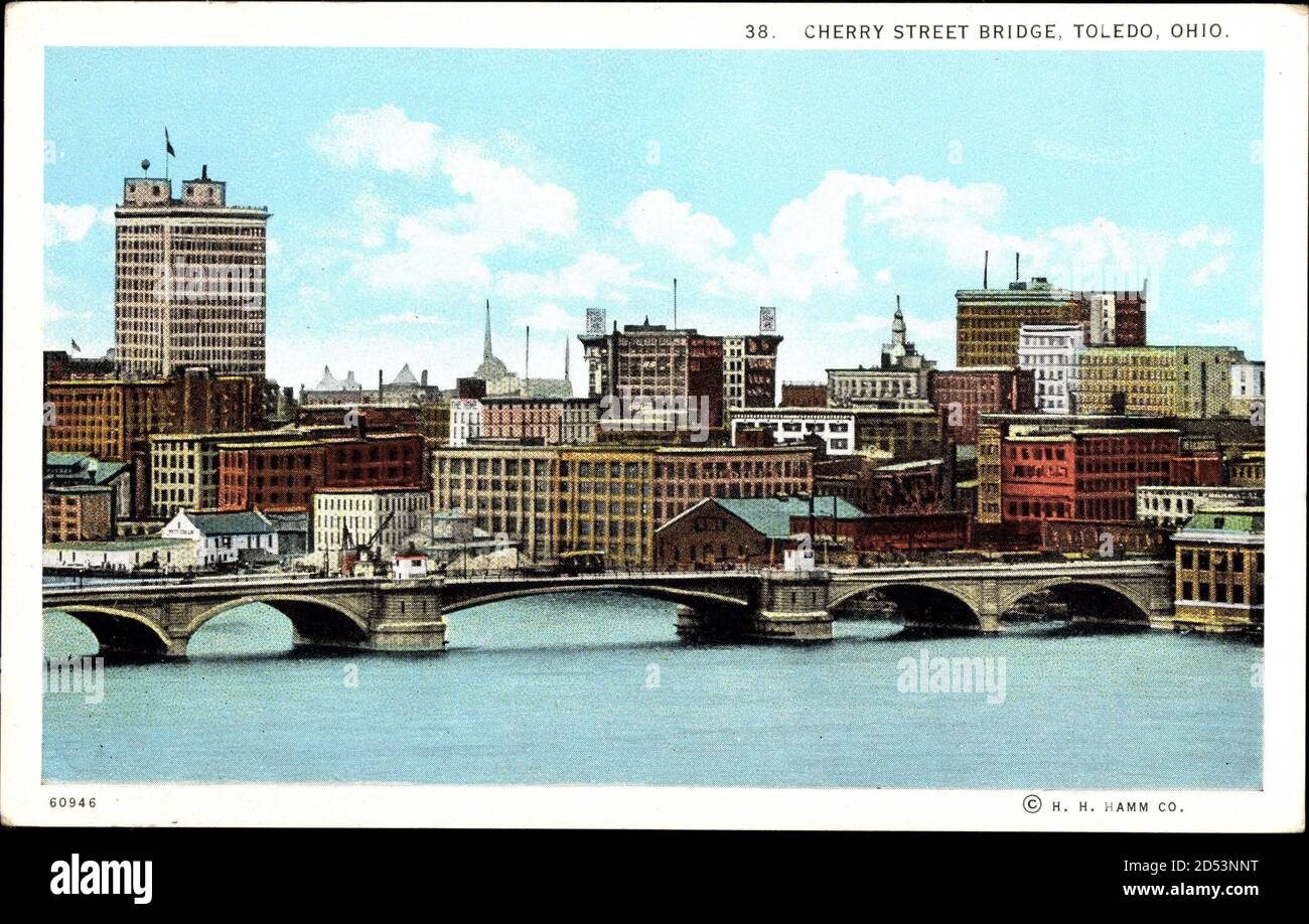 Toledo Ohio USA, Cherry Street Bridge, river, Brücke, Häuser | usage ...