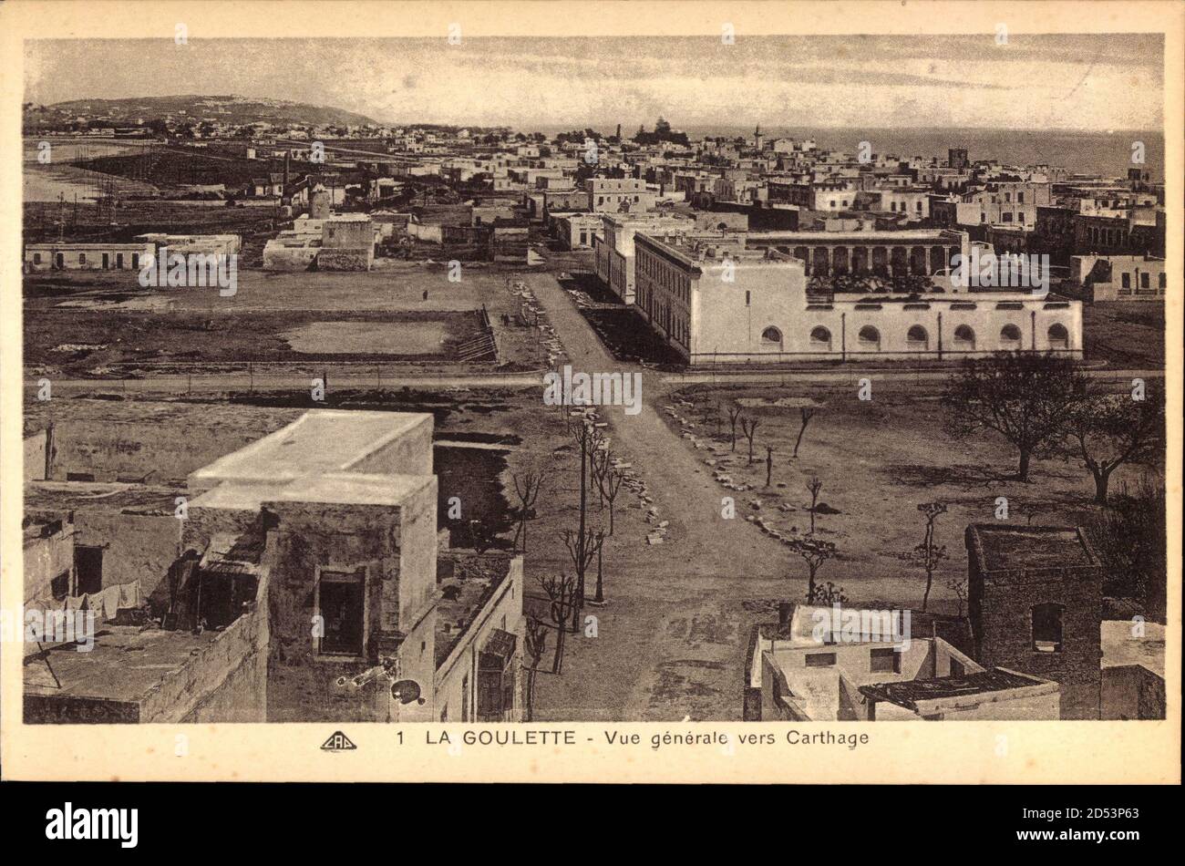 La Goulette Tunesien, Vue generale vers Carthage, Blick auf den Ort ...