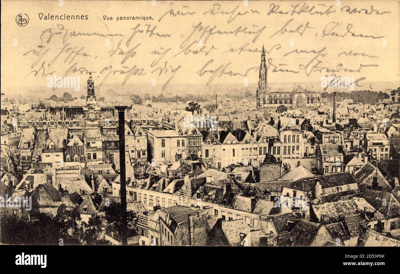 Valenciennes Nord, Vue panoramique, Panorama der Stadt, Kirchtürme ...