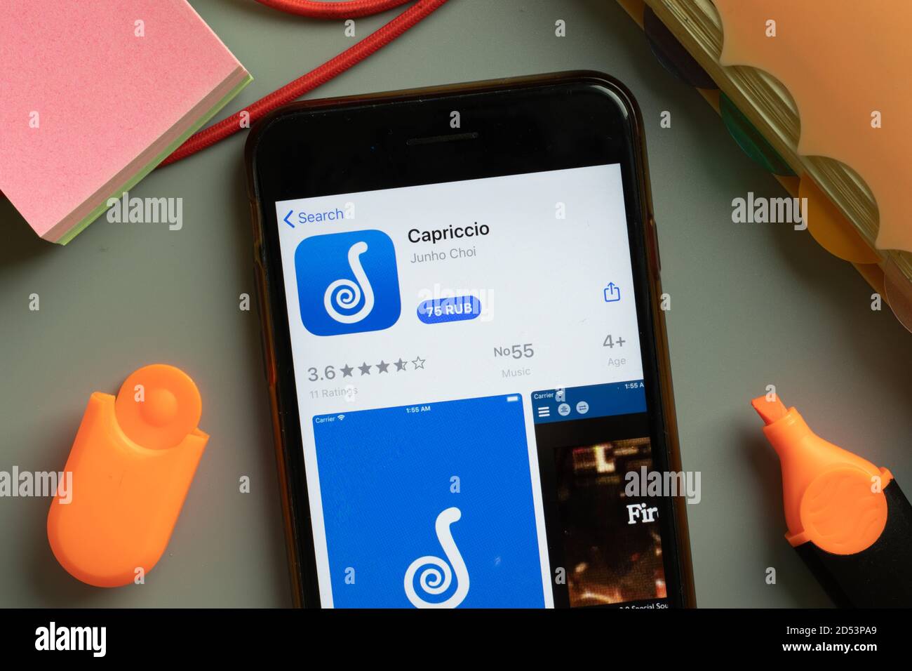 New York, USA - 29 September 2020: Capriccio mobile app logo on phone ...