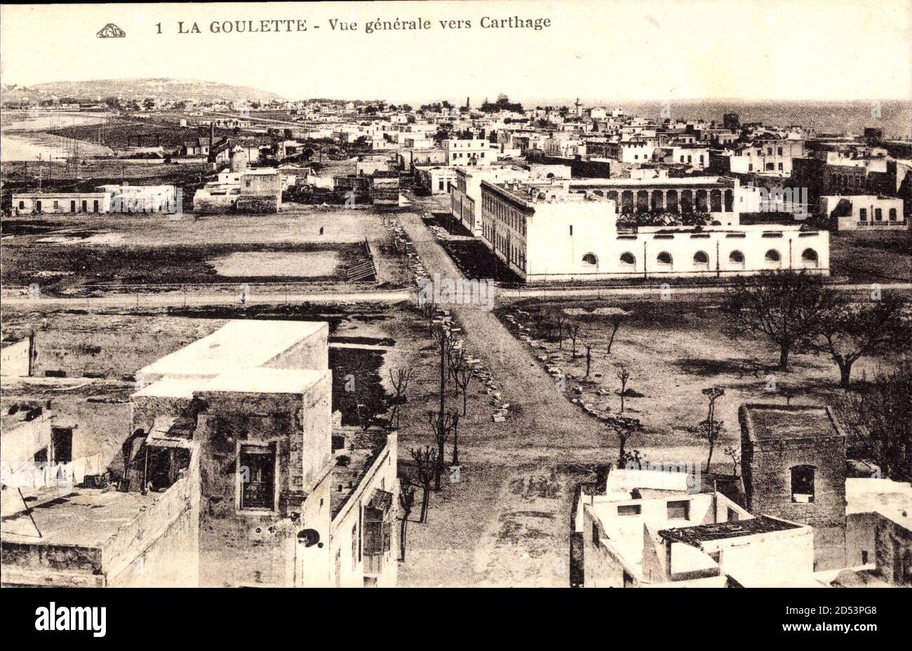 La Goulette Tunesien, Vue generale vers Carthage, Blick auf den Ort ...