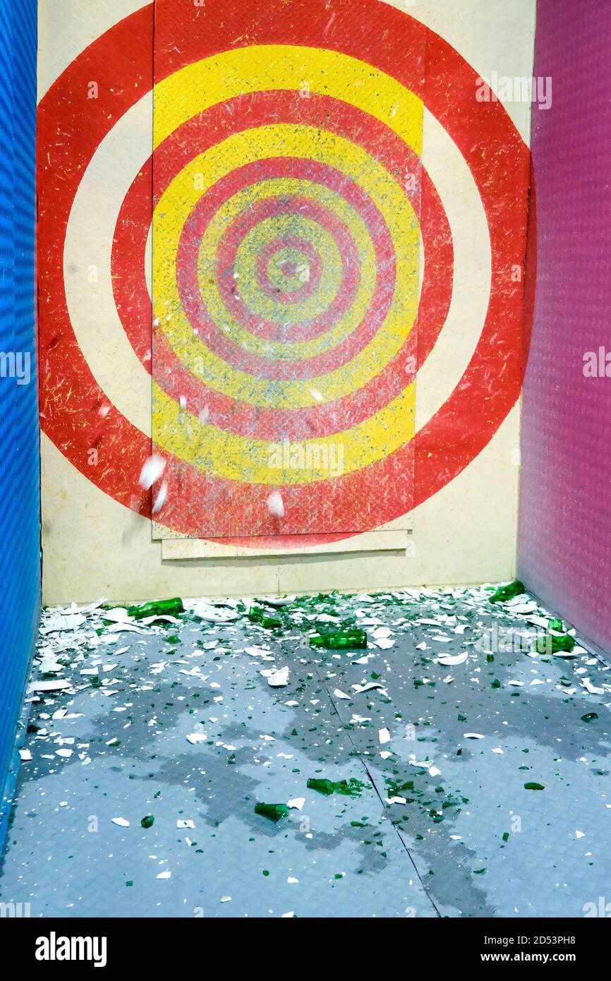 Target in the dash for throwing objects. Smashing plates and bottles ...