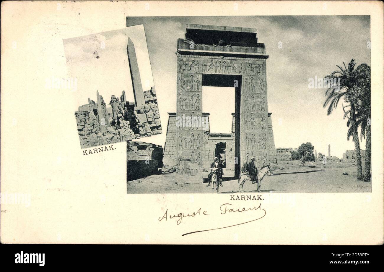 Karnak Ägypten, Tor mit Steinreliefs, Hieroglyphen, Obelisk | usage ...