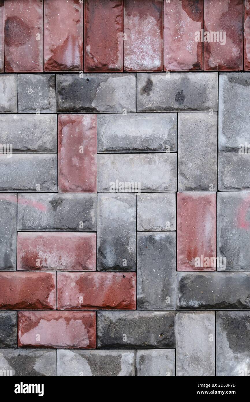 Wet grey and red wall tiles, texture Stock Photo - Alamy