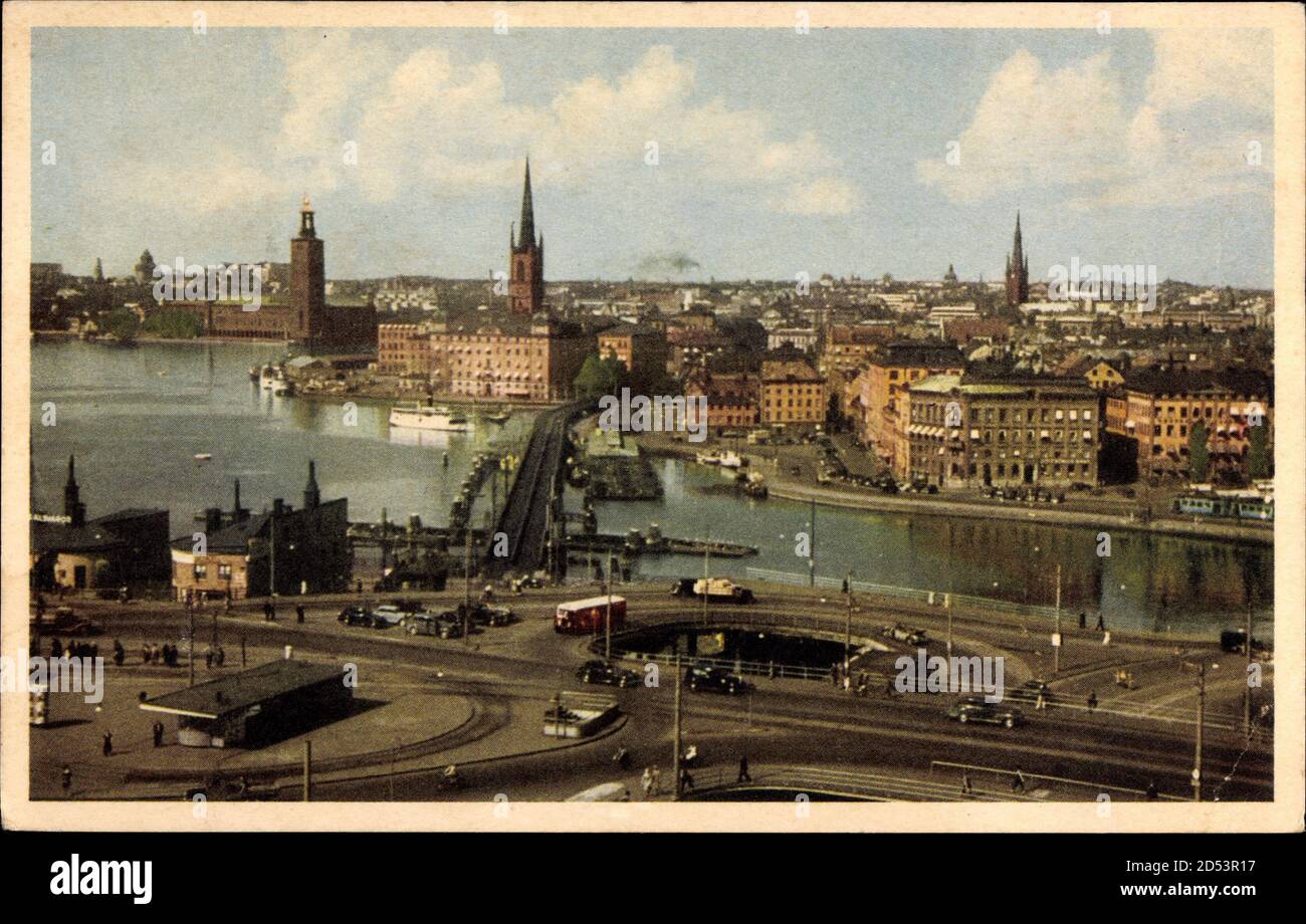 Stockholm Schweden, Slussen och Gamla Stan, Straße, Fluss, Brücke ...