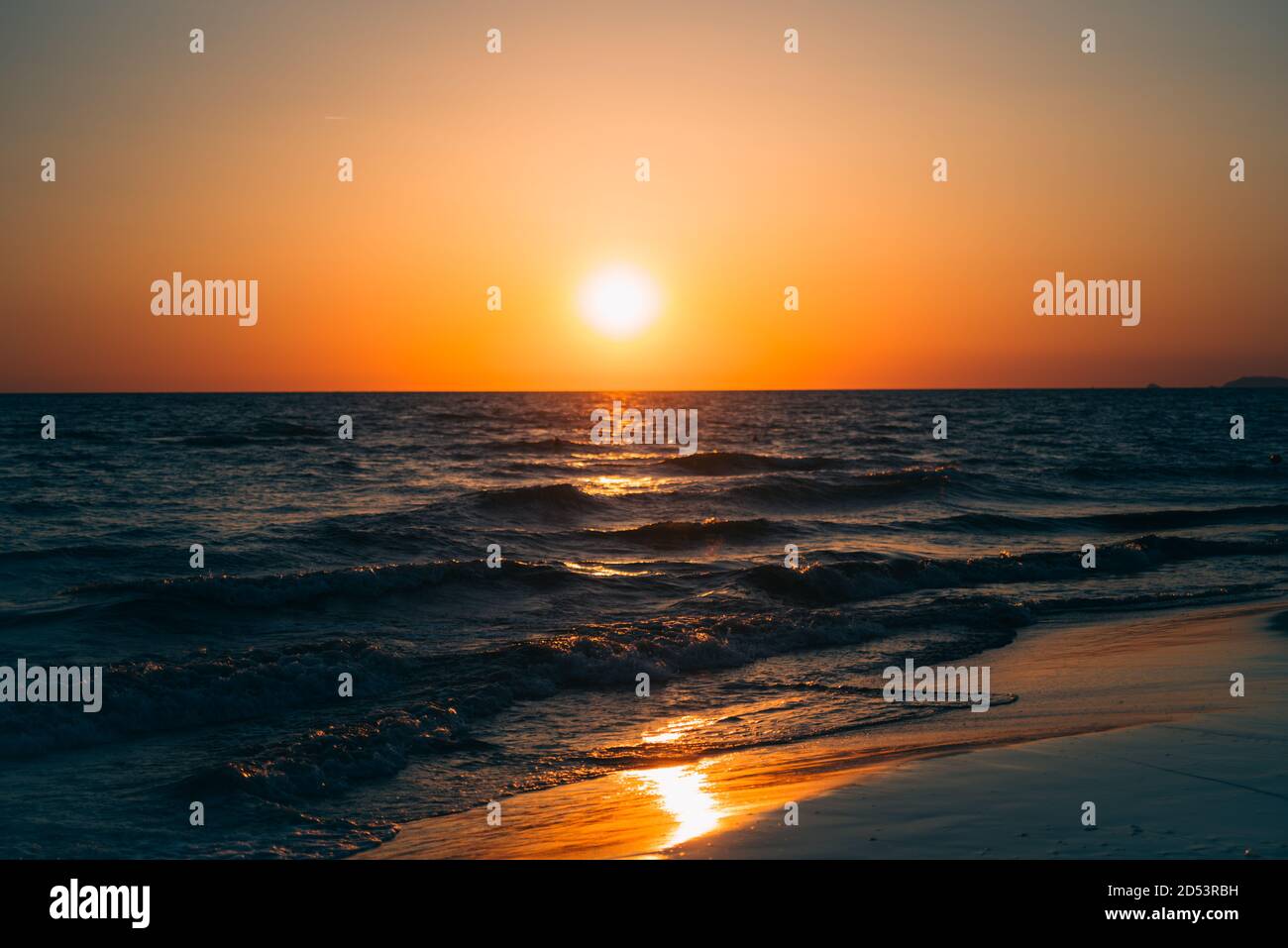 Beach at sunset,Italy,Europe Stock Photo - Alamy