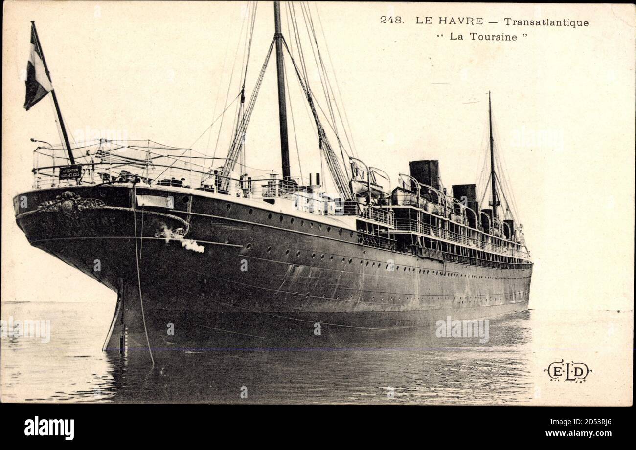 Le Havre, Paquebot La Touraine, Transatlantique, CGT, French Line ...