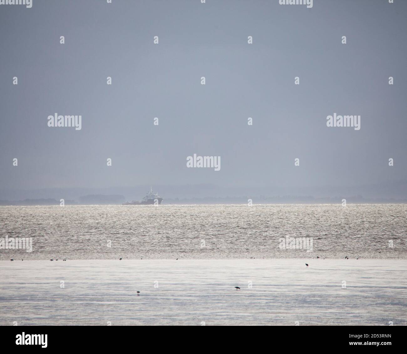 Boat in rainy weather Humber Estuary Spurn Point UK Stock Photo - Alamy