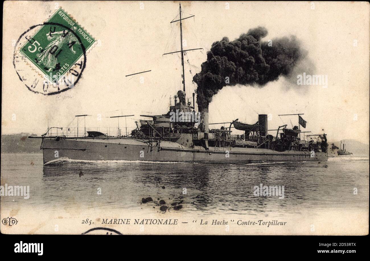 Französisches Kriegsschiff La Hache, Contre Torpilleur, Marine ...