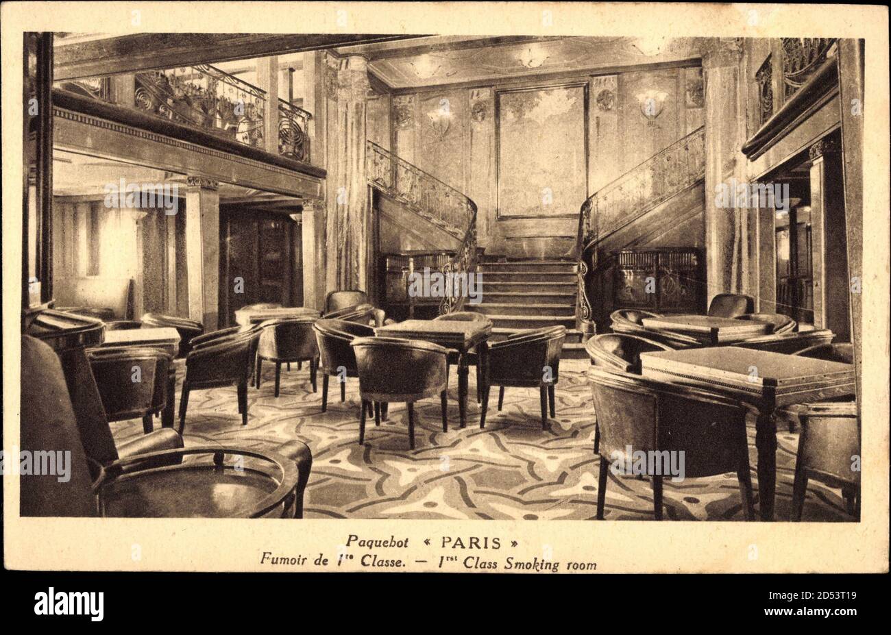 Paquebot Paris, Fumoir de 1re Classe, Innenansicht, CGT, French Line ...