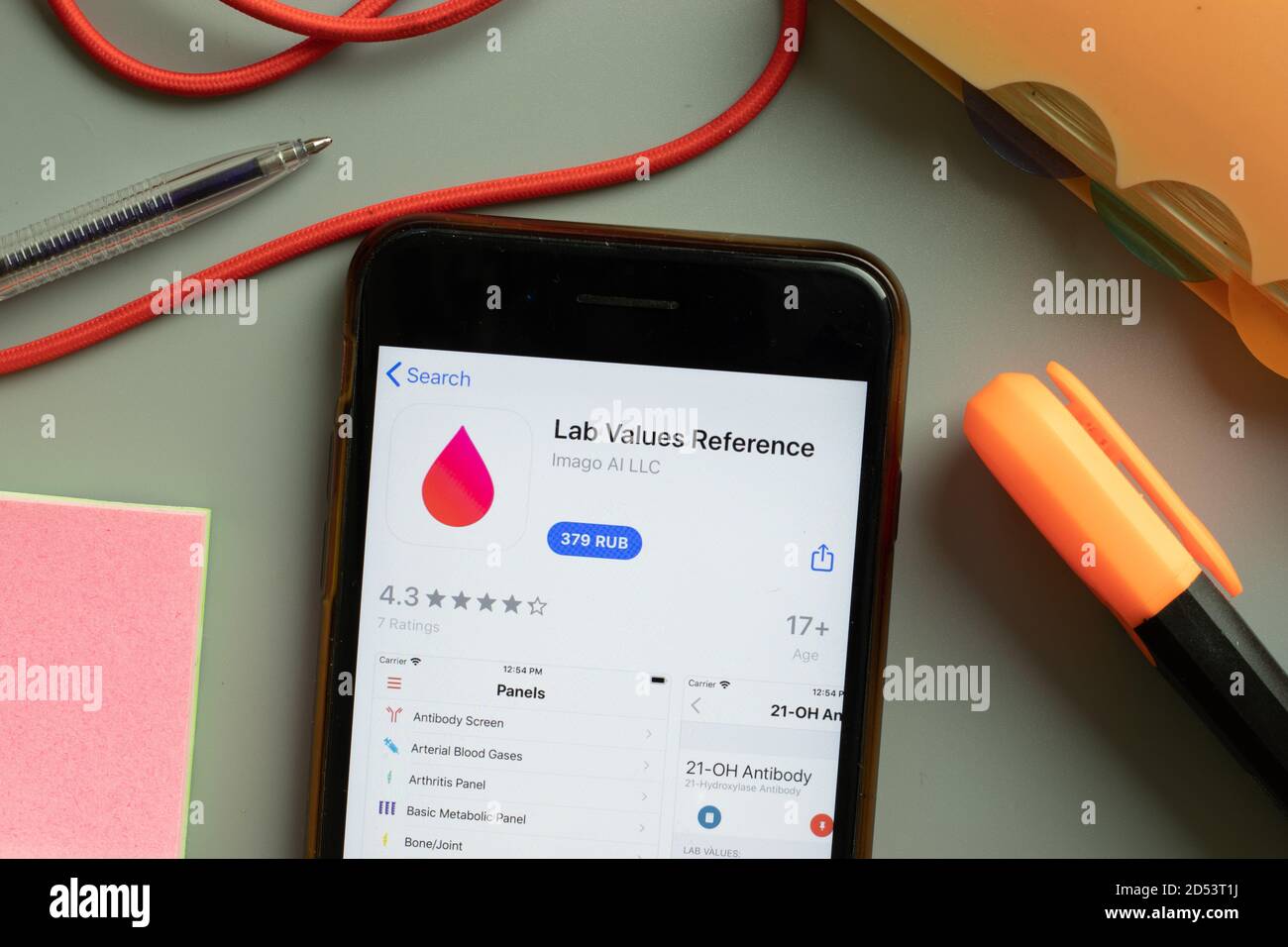 New York, USA - 29 September 2020: Lab Values Reference mobile app logo ...