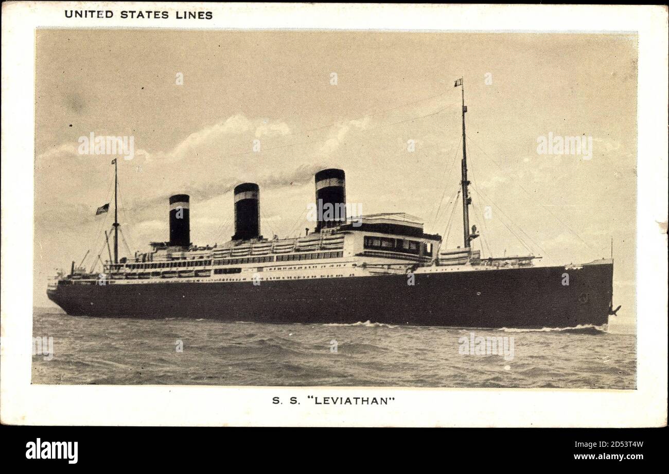 Steamer SS Leviathan, Dampfschiff, United States Lines, USL | usage ...