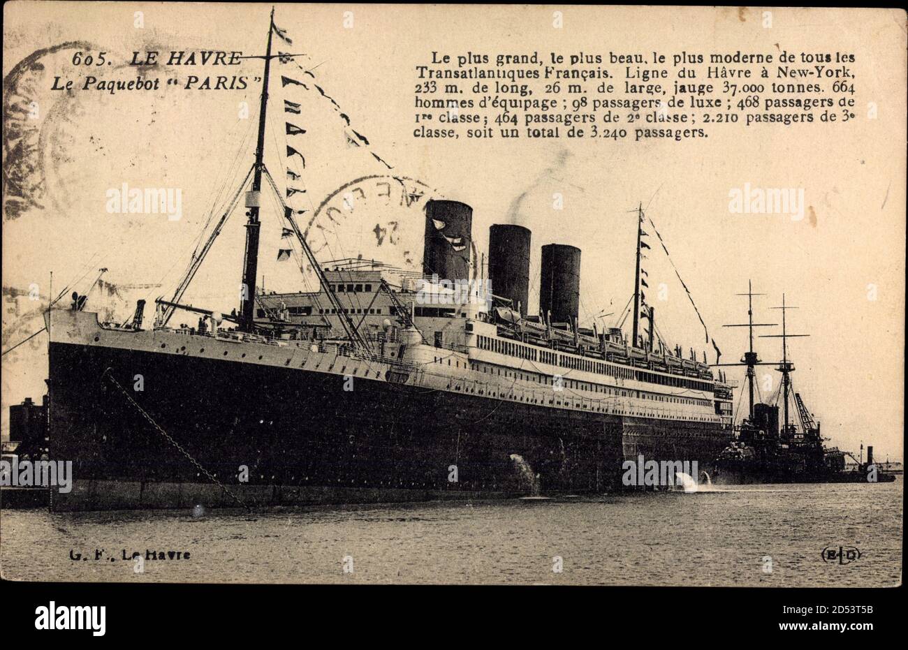 Le Havre Paquebot Paris, Dampfschiff, CGT, French Line | usage ...