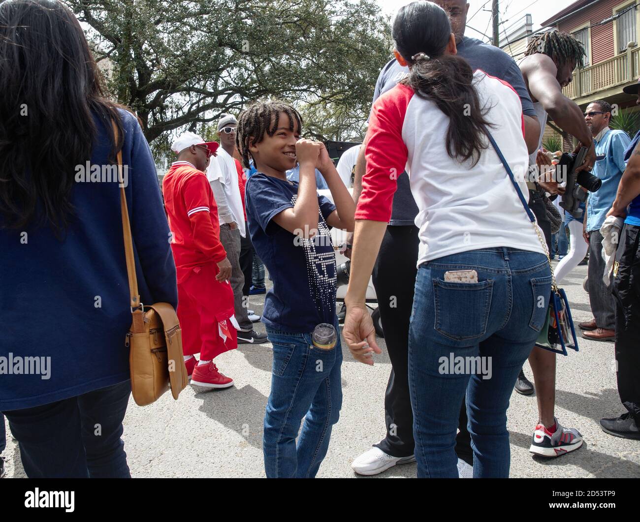 New Orleans, Louisiana, USA - 2020: People participate in a Second Line ...